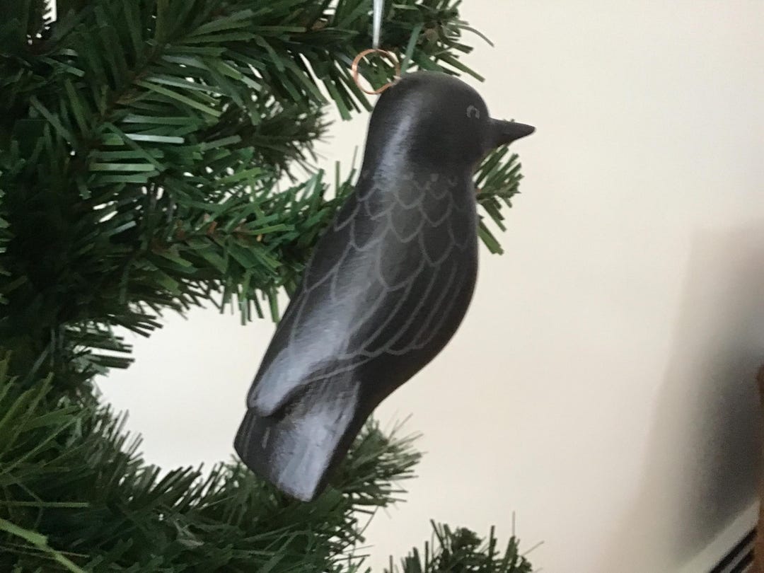 Mini Crow Ornament: Hand Carved and Hand Painted by Me at My Shop in ...