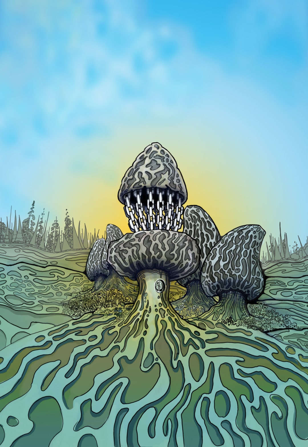 Disc Golf Art - Morel Mushroom Disc Golf Basket. Disc Golf Art Print ...