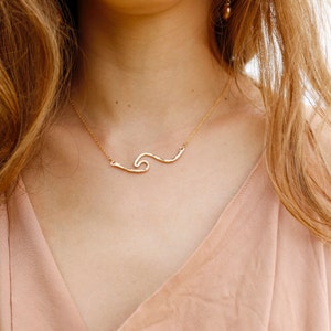 Wave Necklace, Wave Pendant, Wave Jewelry, Hammered Gold Wave Necklace ...