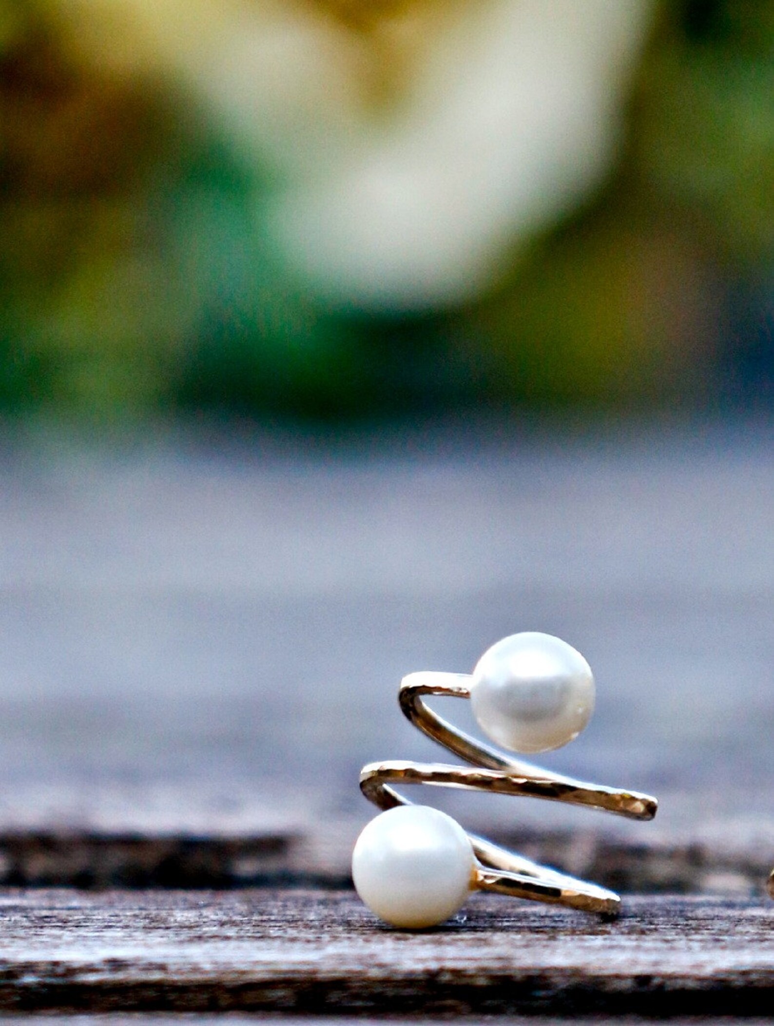 Two Pearl Ring White Pearl Gold Ring Double Pearl Ring | Etsy