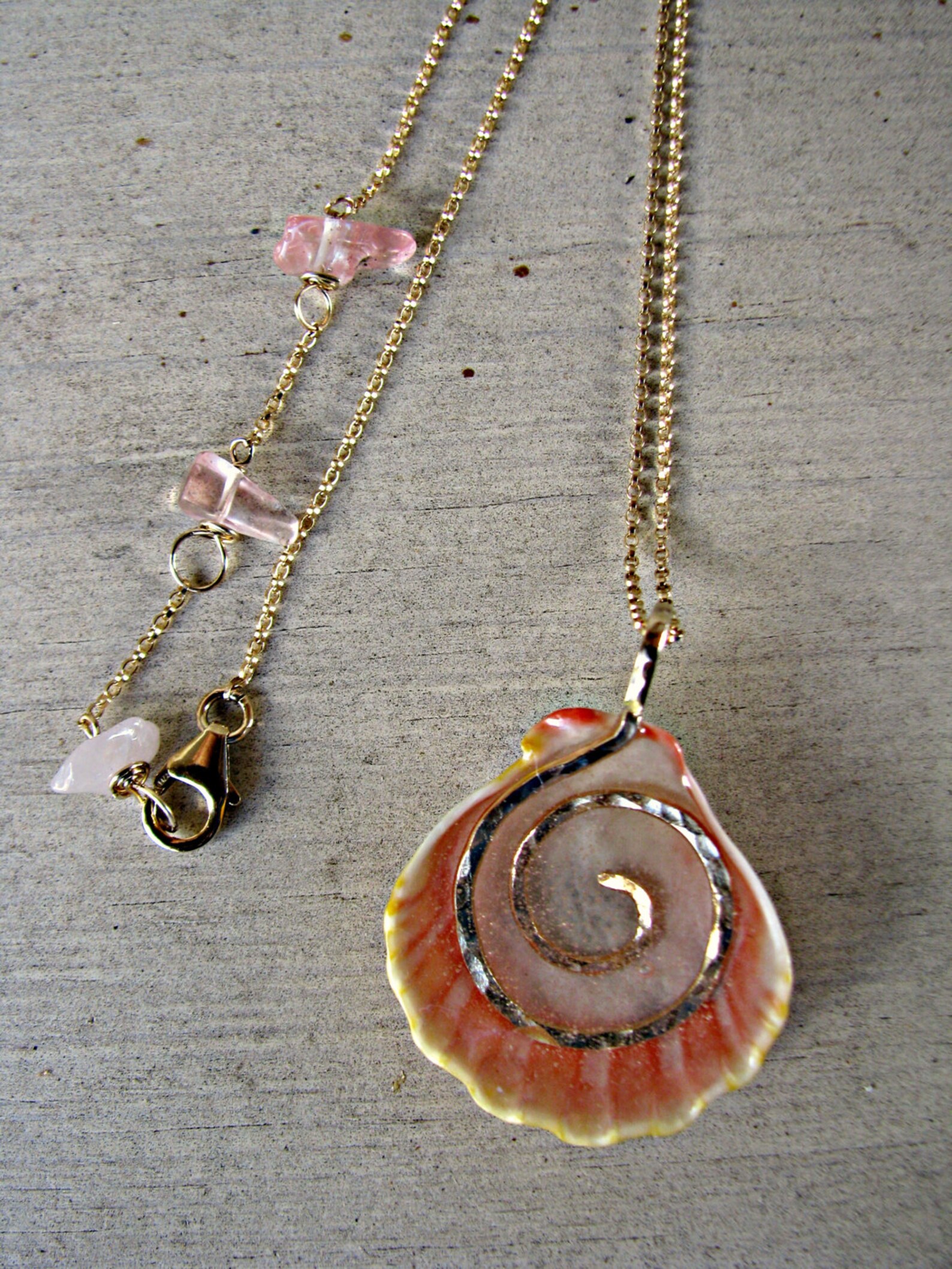 Sunrise Shell Necklace, Sunrise Shell Pendant, Sunrise Shell Jewelry ...