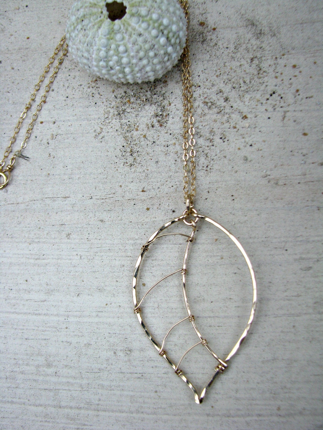 Leaf Pendant, Leaf Necklace, Leaves, Wire-wrapped Leaf, Leaf-shaped ...