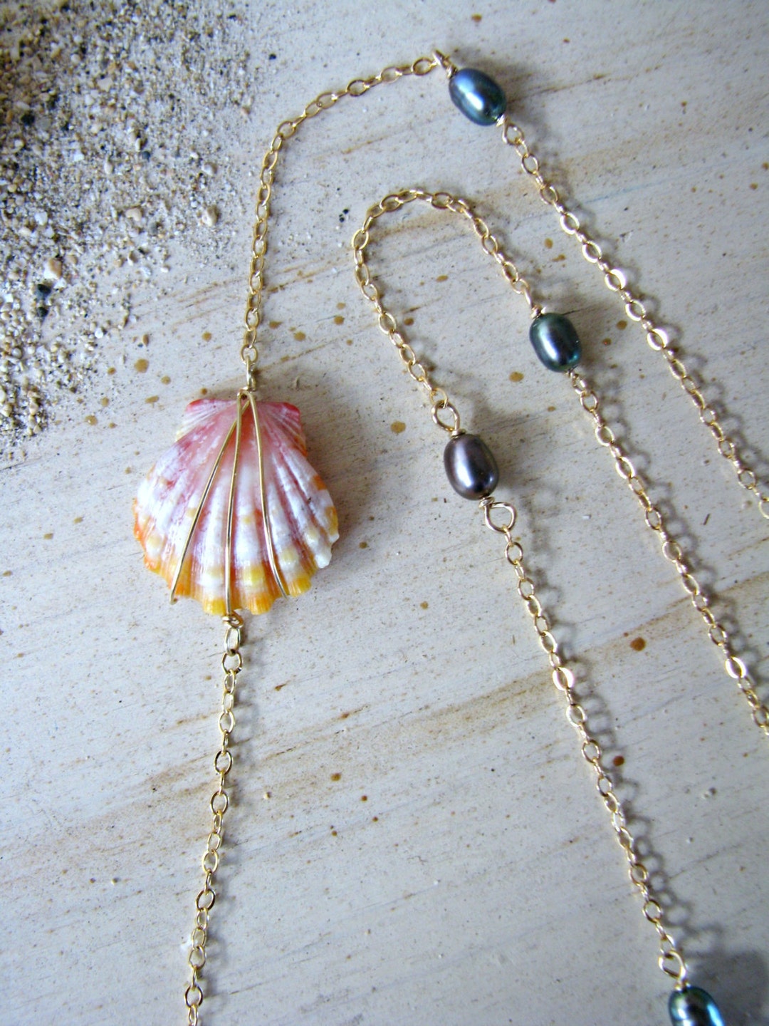 Sunrise Shell Necklace, Sunrise Shell Pendant, Sunrise Shell Jewelry ...