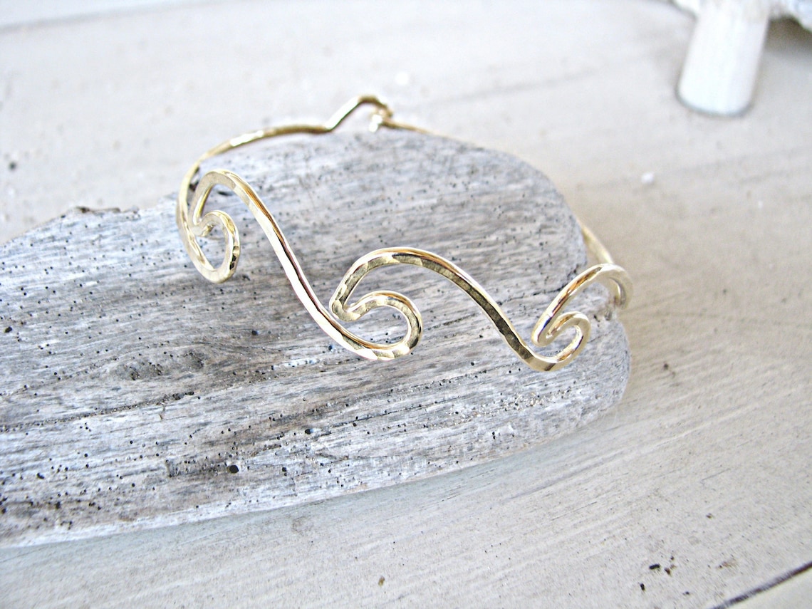 Triple Wave Bangle, Wave Bracelet, Ocean Bracelet, Sea Wave Bangle ...