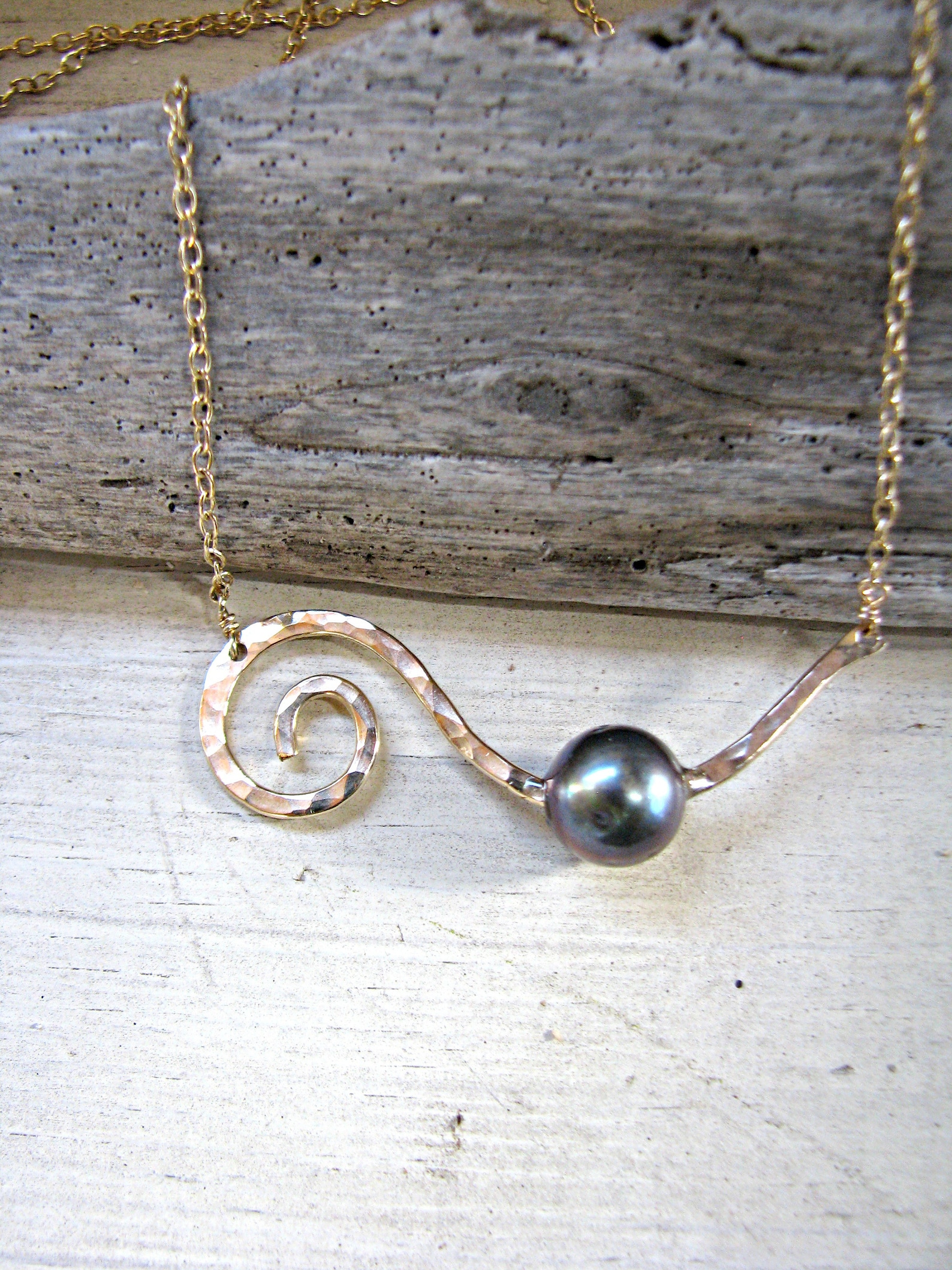 Koru Pendant, Black Pearl Pendant, Wave Necklace, Infinity Pendant ...