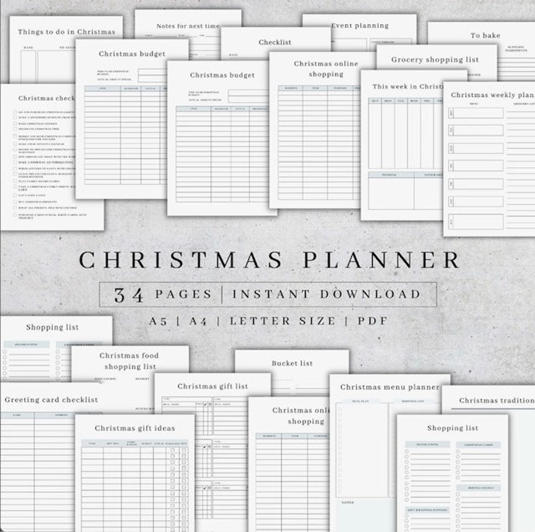 Christmas Planner Printable | Digital Holiday Planner | Event Organizer ...