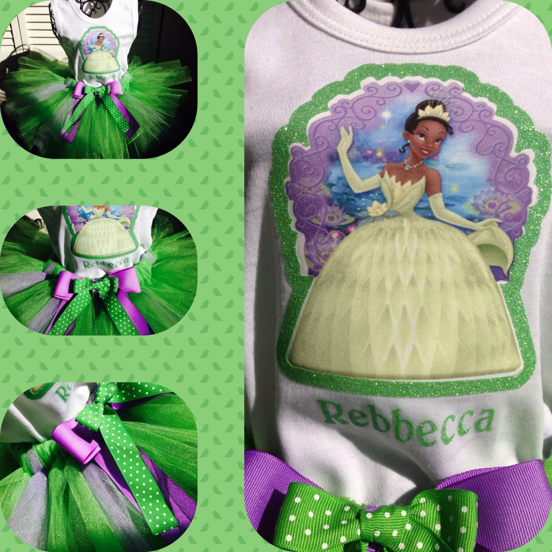 The Princess and the Frog Tutu Set Lime Green and Lavender and White ...