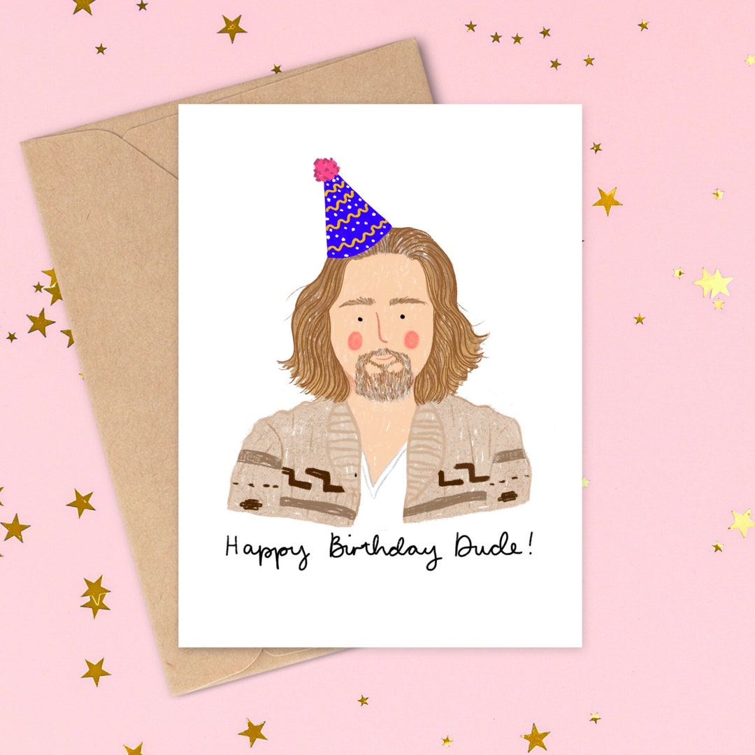 The Big Lebowski Illustrated Birthday Card - Etsy