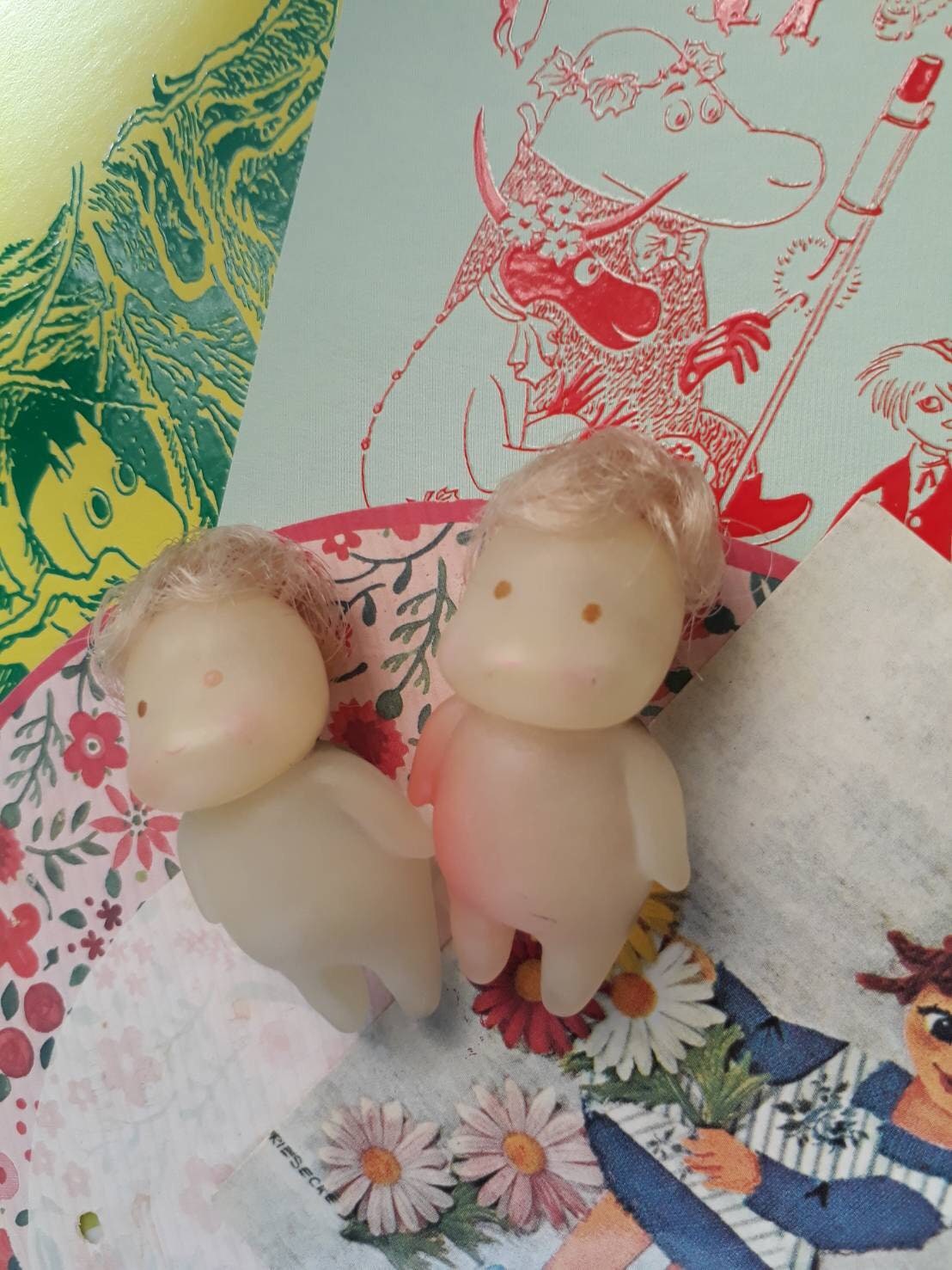 Kawai vintage tiny retro angel nymph rubber doll / glow in the | Etsy