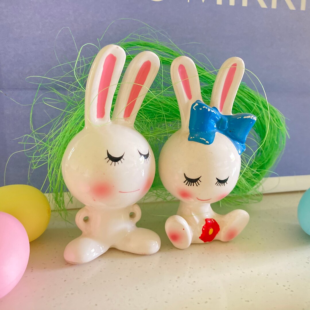 Cute Rune Naito Vintage Kitschy Little White Bunny Rabbit Ceramic ...