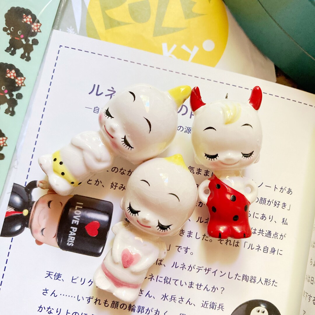 Cute SET of Vintage Naito Rune Mini Cupid Angel & Two Demon Yokai ...