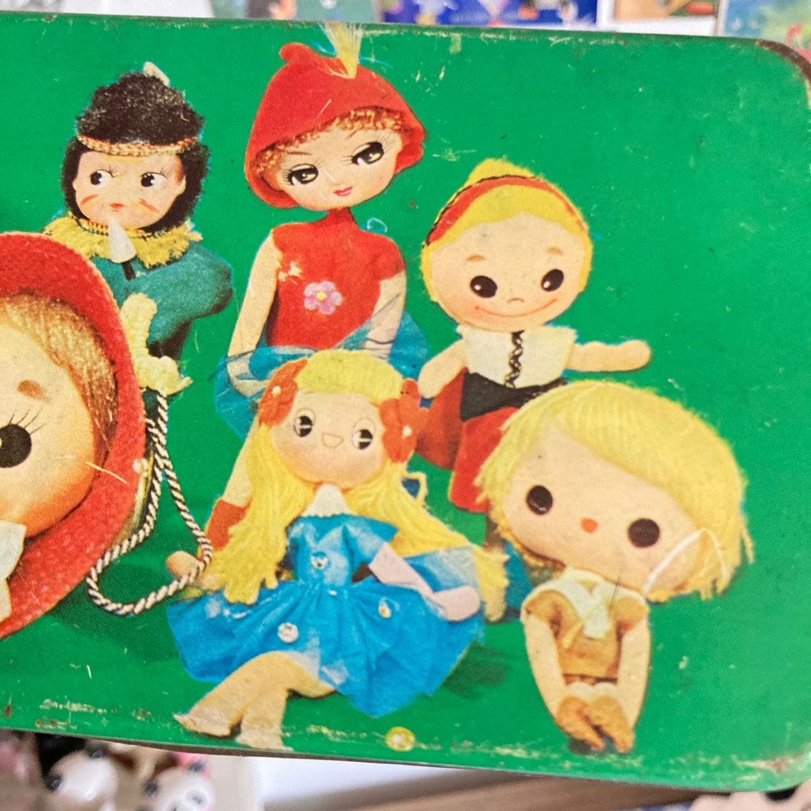 Cute Vintage Aluminum Tin Box Container With Pose Doll / - Etsy
