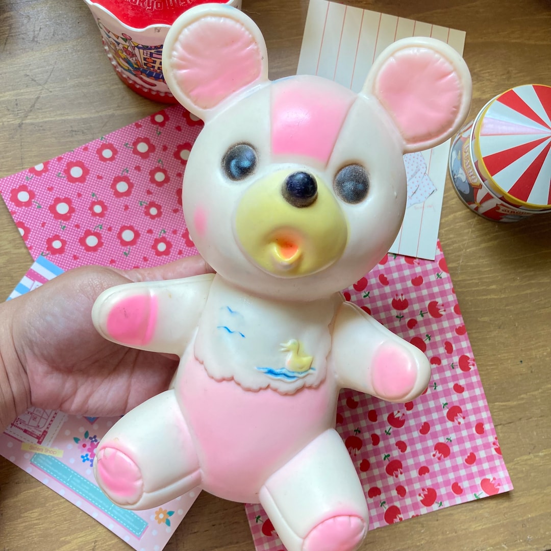 Cute Vintage 1960s Rubber Pink Baby Teddy Bear Squeaky Squeak Toy ...