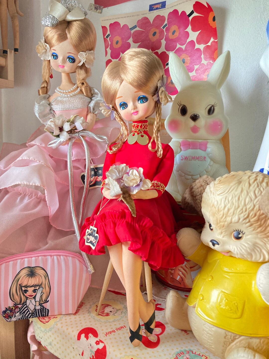 Vintage Japanese Sukiyo Pose Doll Big Eyed Sitting Doll Kitschy Toy ...