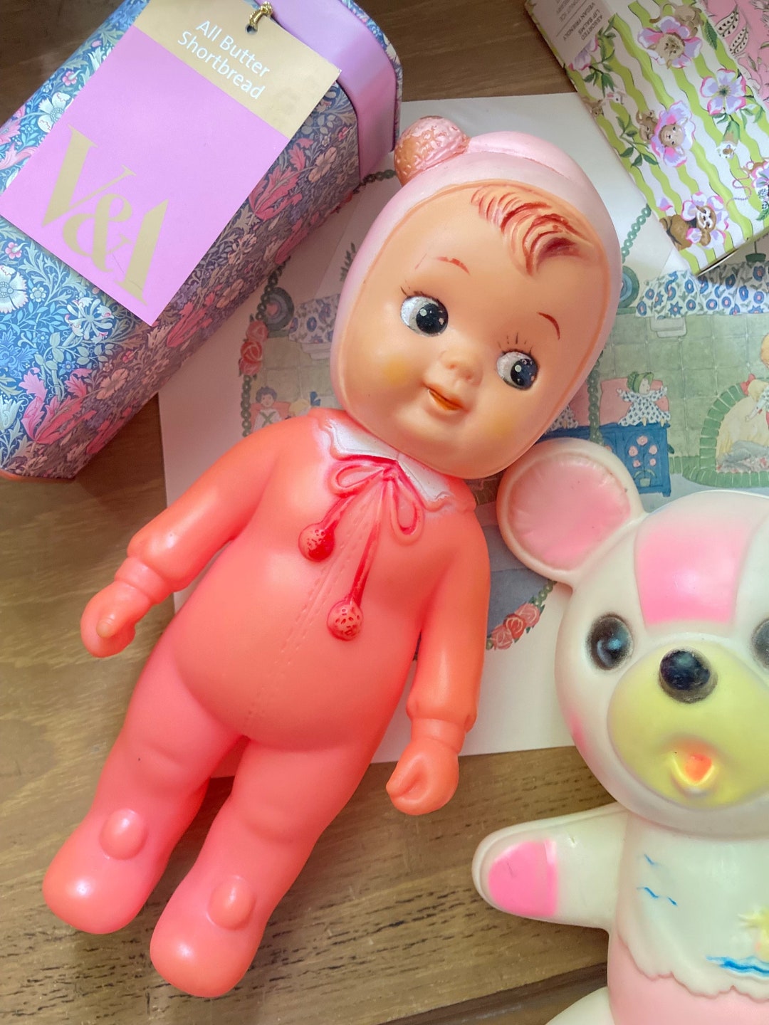 Cute Japanese Original Vintage 1960s Pink Peach Baby Doll / Squeaky ...