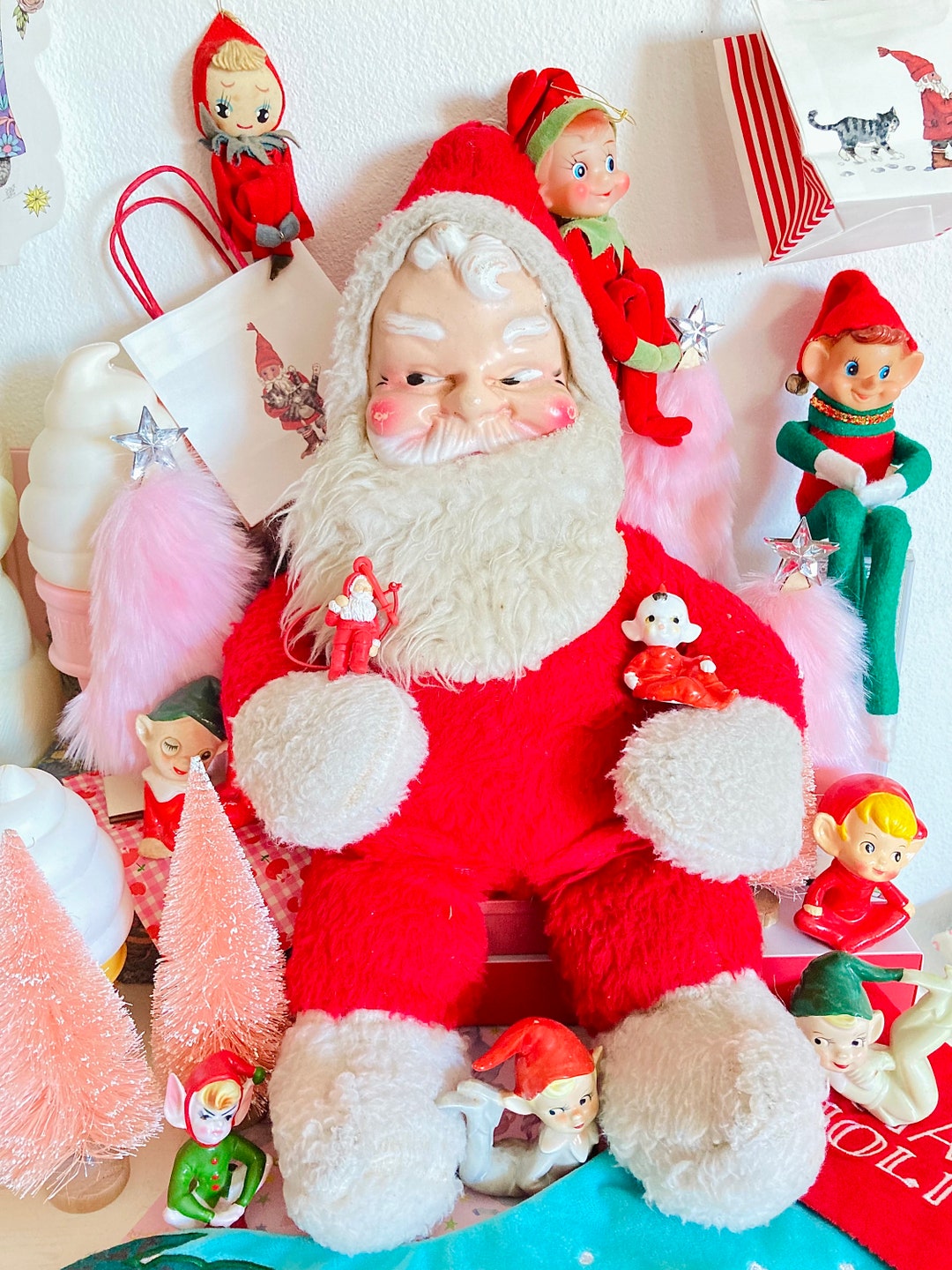 Cute Vintage Musical Santa Claus Rubber Face Plush Toy Wind up - Etsy