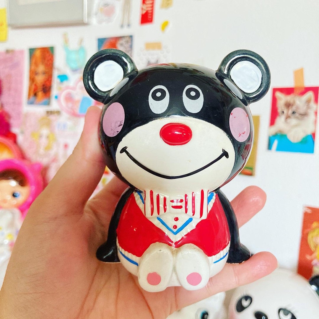 Cute Vintage Rune Naito Cutie Black Bear Ceramic Figurine Figure / Coin ...