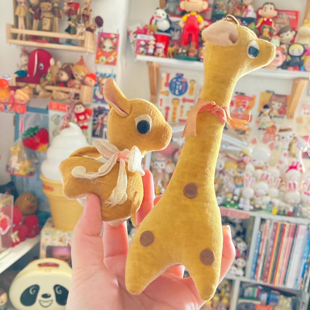 Cute Japanese Vintage 1950s 1960s Showa Bambi Deer OR Giraffe Stuffed Animal Plush Toy / Kitschy ...