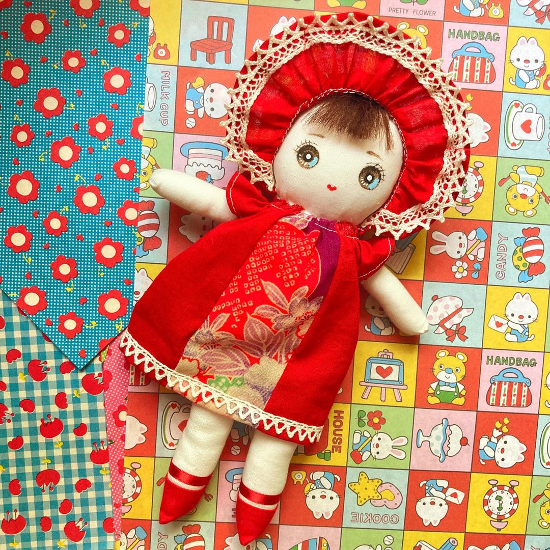 Cute Japanese Vintage Retro Red Toddler Baby Bunka Doll Toy From Japan ...
