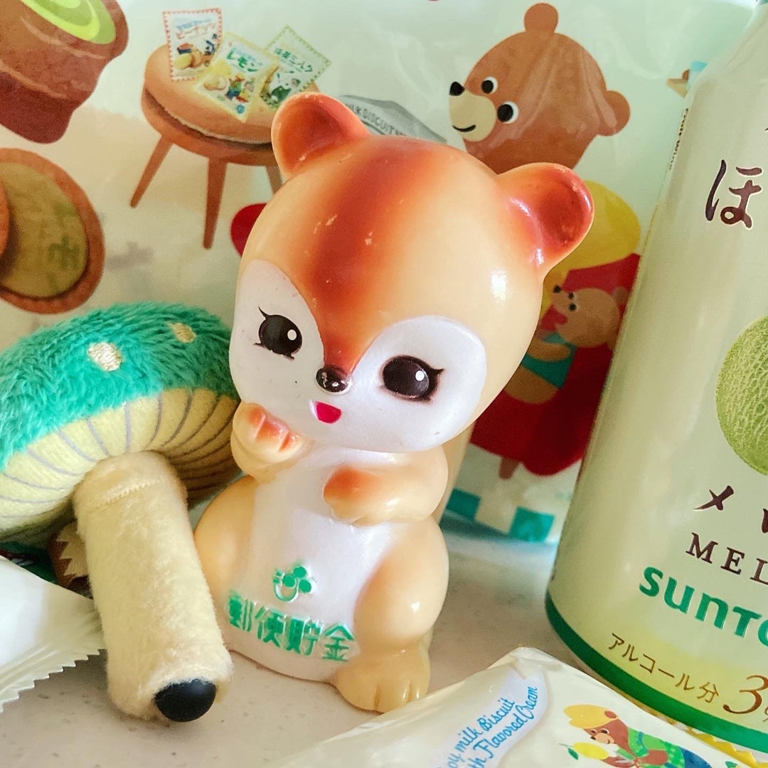 Cute Japanese Vintage Squirrel Coin Bank / Rubber Toy Sofubi Figure ...