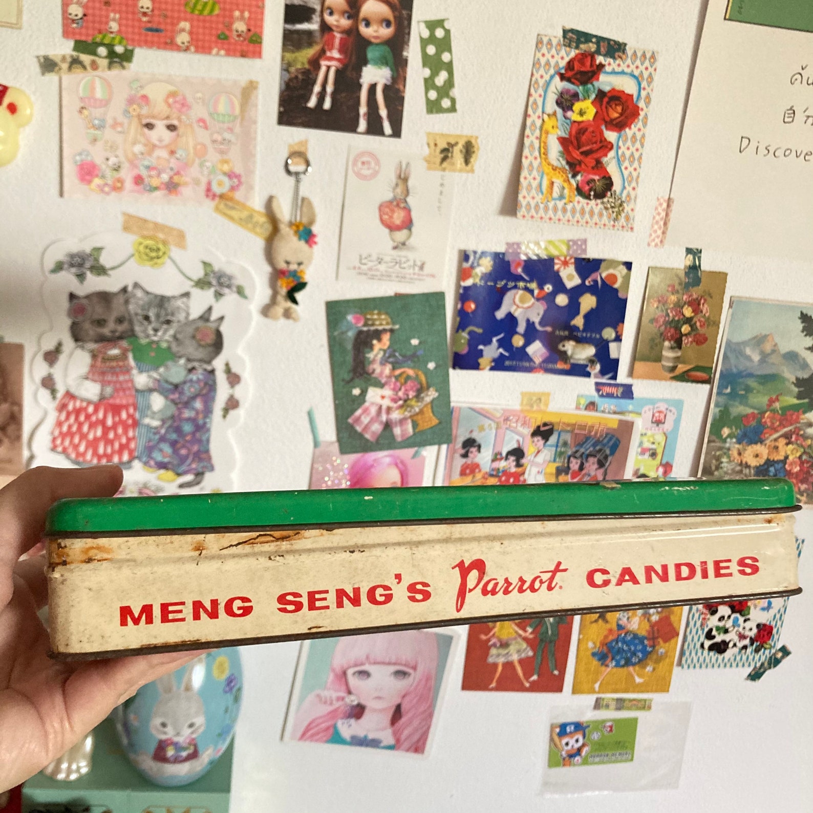 Cute Vintage Aluminum Tin Box Container With Pose Doll / - Etsy