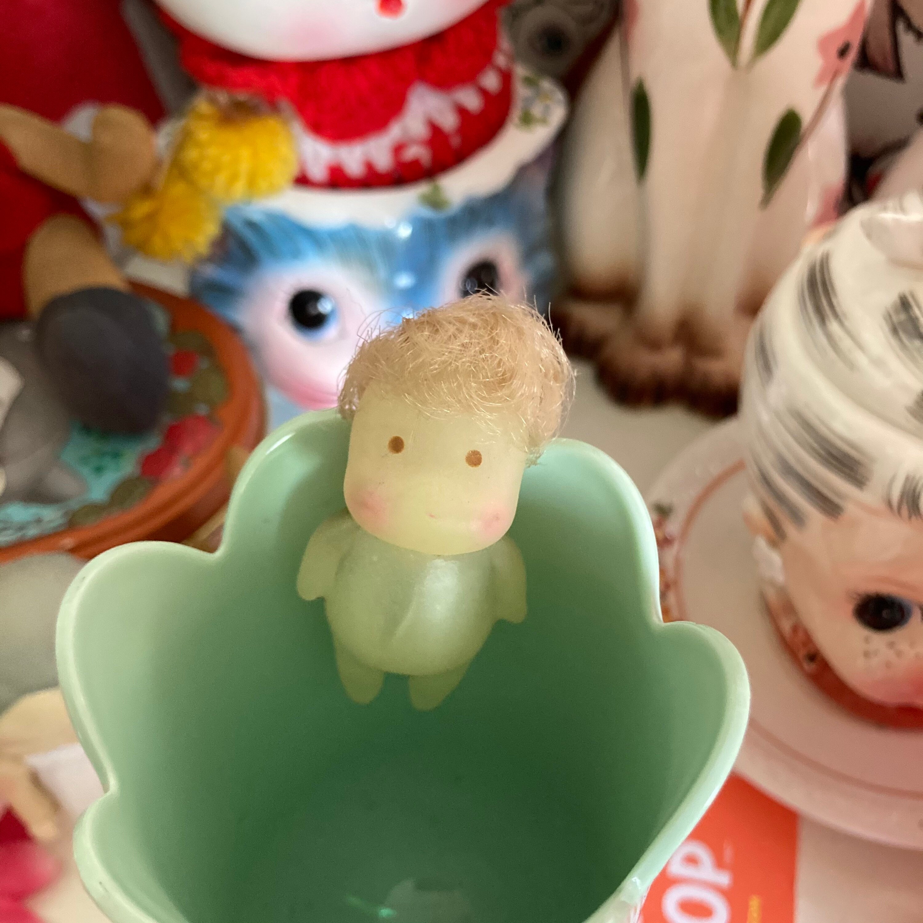 Kawai vintage tiny retro angel nymph rubber doll / glow in the | Etsy