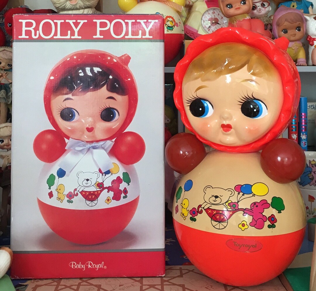 Cute Vintage Big 14 Inch Tall Red and White Roly Poly Doll Toy - Etsy