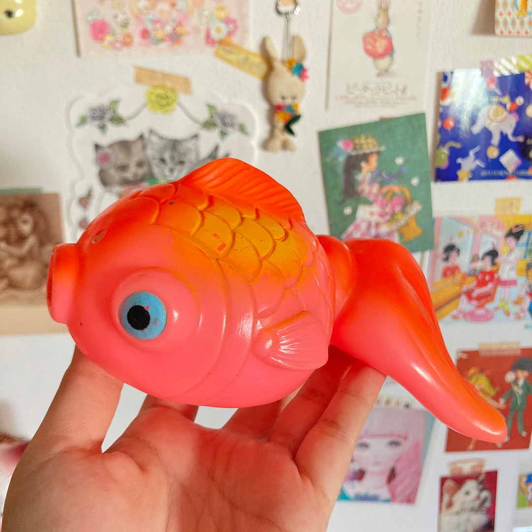 Cute Japanese Pink & Orange Goldfish Sofubi Soft Vinyl Rubber Toy ...