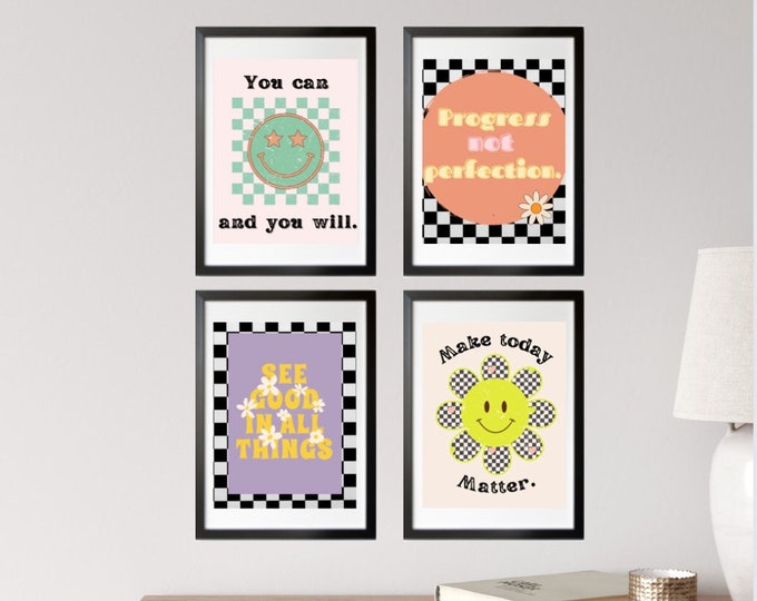 Groovy Inspirational Posters, Checkered, Printable - Etsy