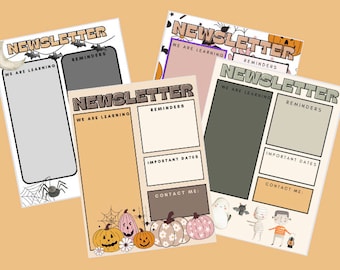 Printable Halloween Themed Class Newsletter and Calendar Templates ...