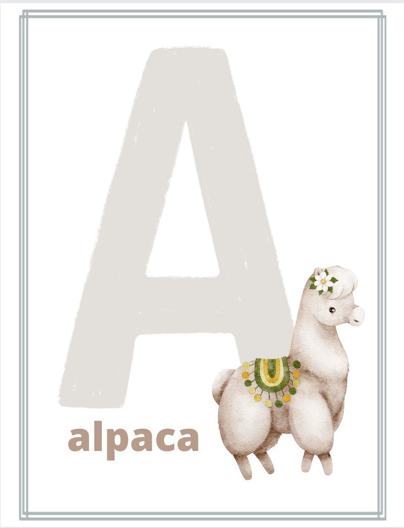 Animal Alphabet, Printable, Neutral Colors, Counting 1-10 - Etsy