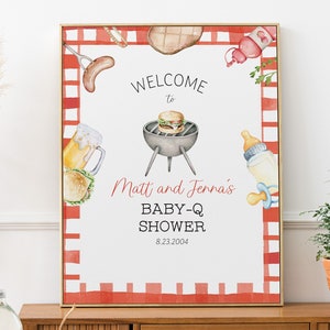 EDITABLE Bun in the Oven, Burgers on the Grill BBQ Baby Shower Welcome ...