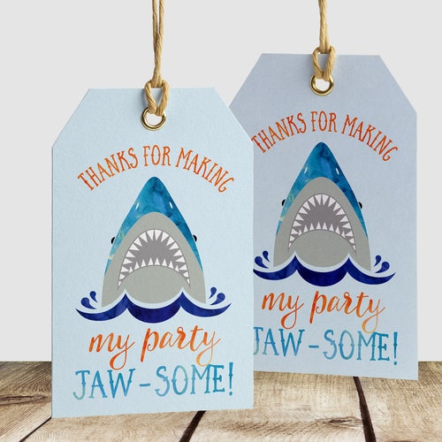 Shark Party Favor Thank You Tag Thanks for Making My Party | Etsy