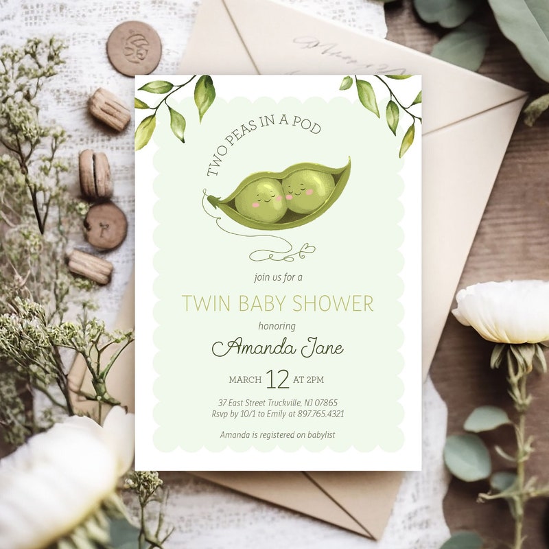Two Peas in a Pod Invitation - Etsy