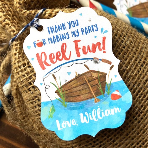 Fishing Birthday Favor Tags/stickers Fishing Thank You Favor - Etsy