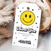 Editable Yellow Smiley Face Retro Groovy Thank You Favor Gift Tag ...