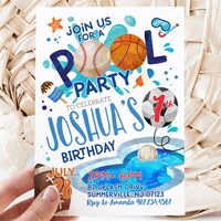 Editable SOCCER Themed Pool Party Invitation | Soccer Party Invite ...