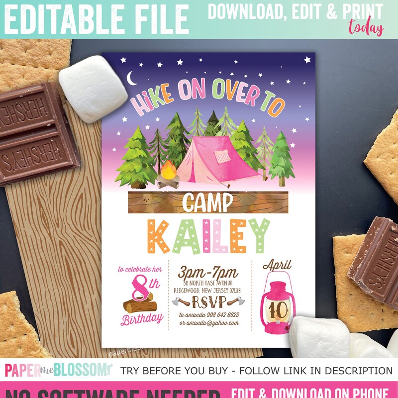 Camping Invitations - Etsy