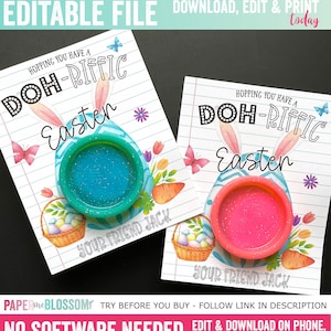 EDITABLE Easter Hopping You Have a Doh-riffic Easter Kids Gift Tag ...