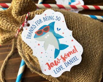 12 Shark Birthday Party Favor Thank You Tag Thank You for Making My ...