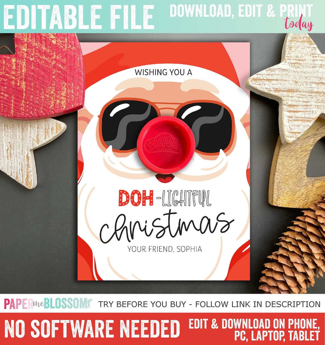 EDITABLE Christmas, Wishing You a Doh-lighful Christmas - Christmas ...