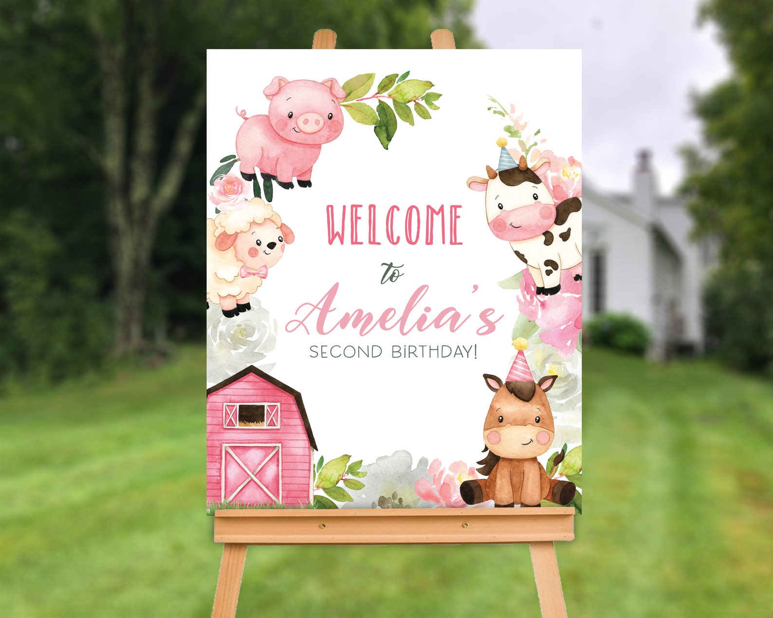 EDITABLE Little Farm Girl Barnyard Animal Birthday Custom Sign - Etsy