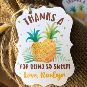 12 Tropical Summer Pineapple Thank You Party Favor Tags - CUSTOM ...