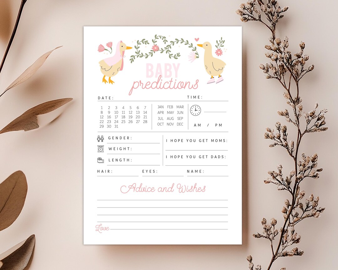 Editable Silly Goose Baby Shower Wish Cards - Wishes for Baby Duck Card ...