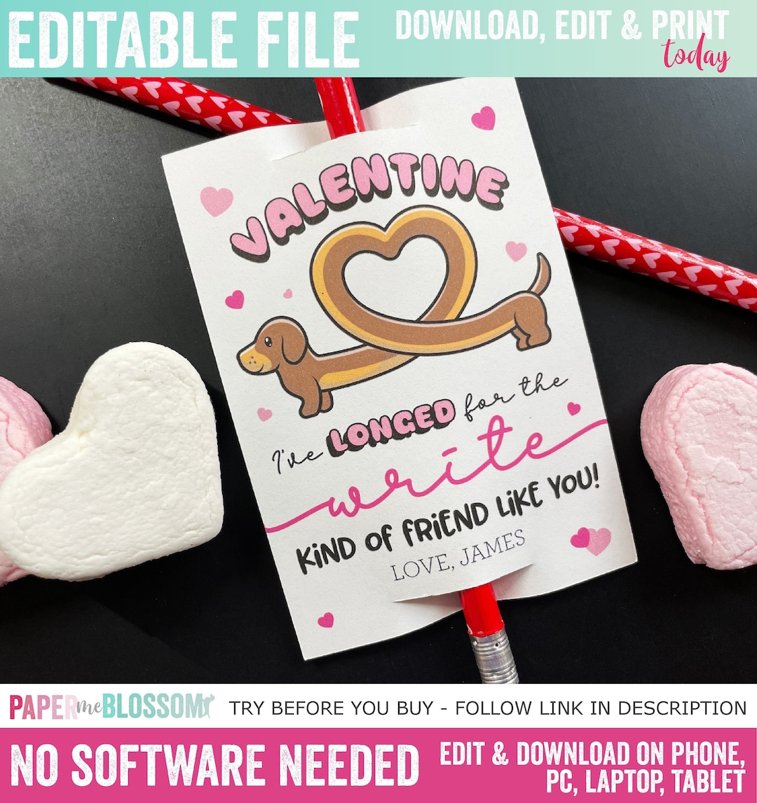 EDITABLE Valentines Pencil I Pick You Kids Gift Tag - Valentines ...