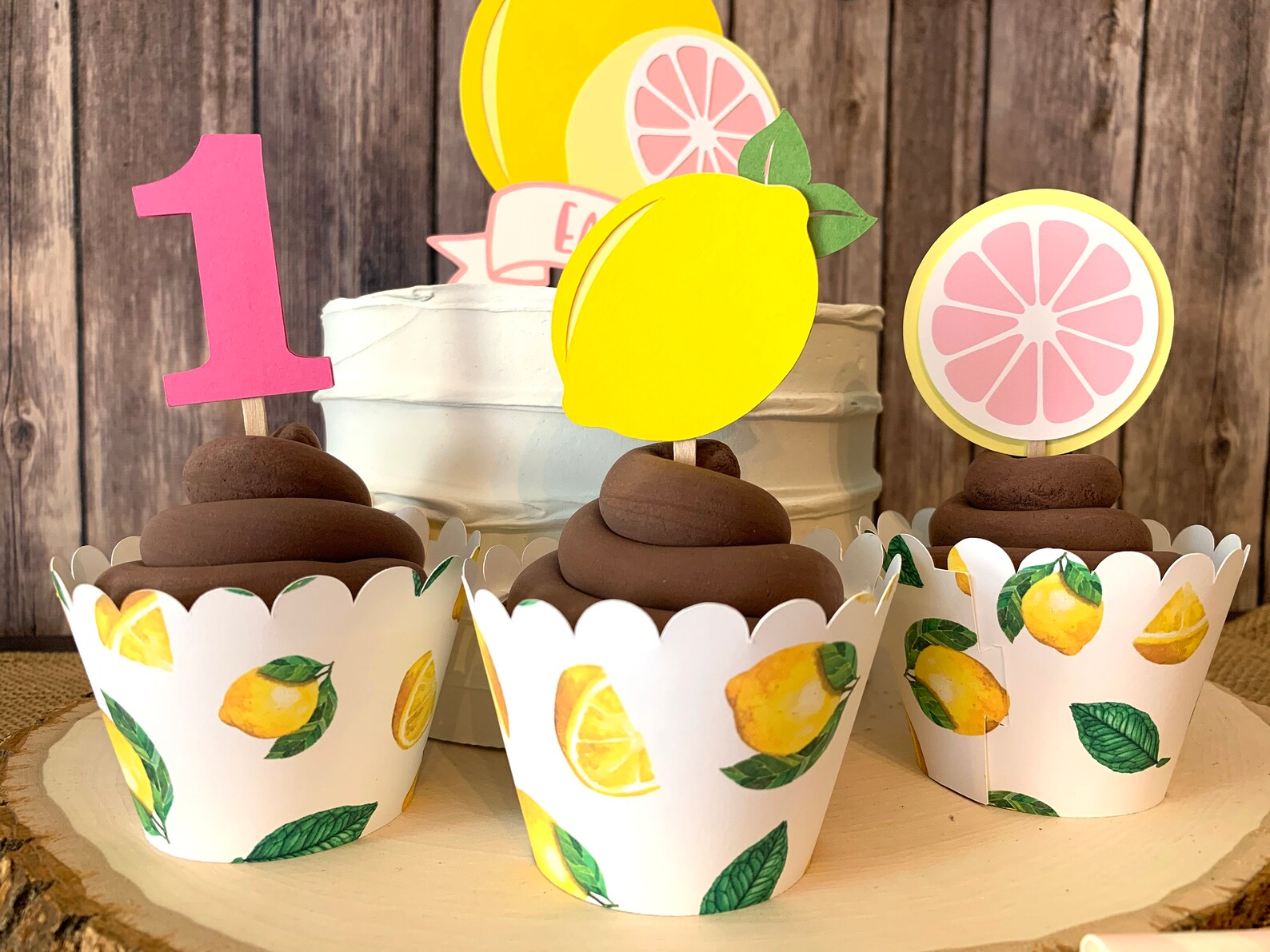 12 Lemon Cupcake Wrappers - Lemon Birthday Cupcake Wrappers -lemon ...