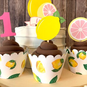 12 Lemon Cupcake Wrappers - Lemon Birthday Cupcake Wrappers -lemon ...