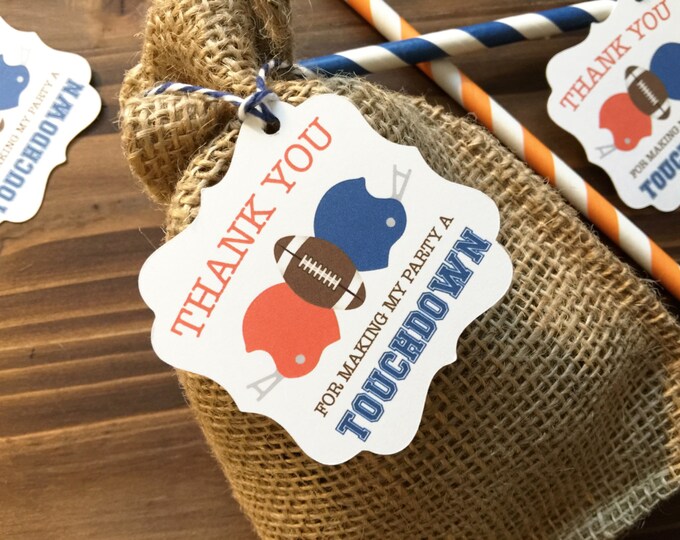 12 Football Touchdown Birthday Party Favor Thank You Tags - Etsy
