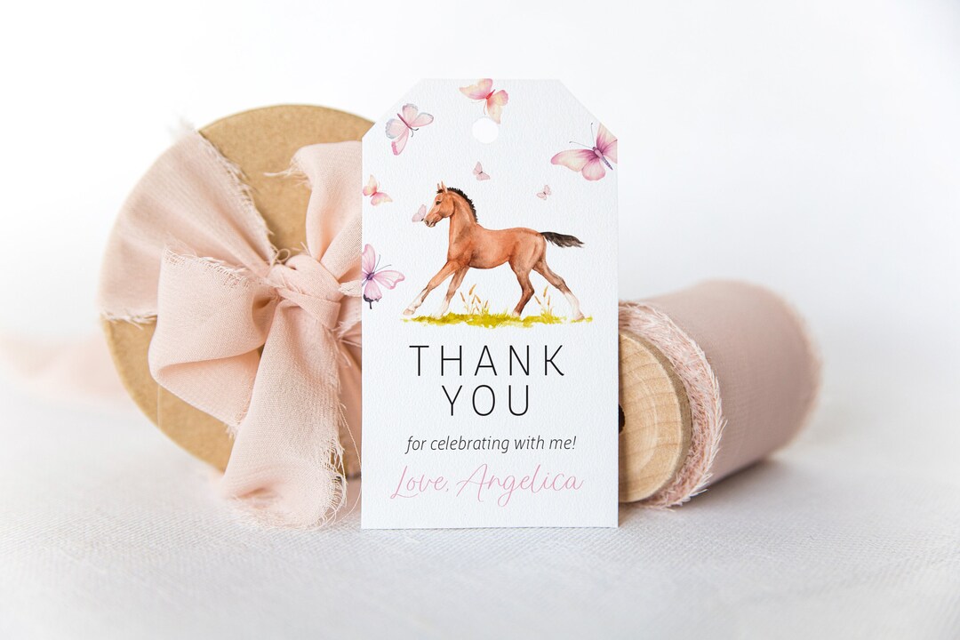 EDITABLE Saddle up Girl Horse Favor Thank You Gift Tag - Simplistic ...