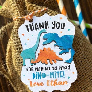 12 Dinosaur Birthday Favor Thank You Tags - Thank You for Making My ...